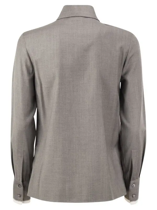 Peserico Stretch Virgin Wool And Viscose Shirt - Gray