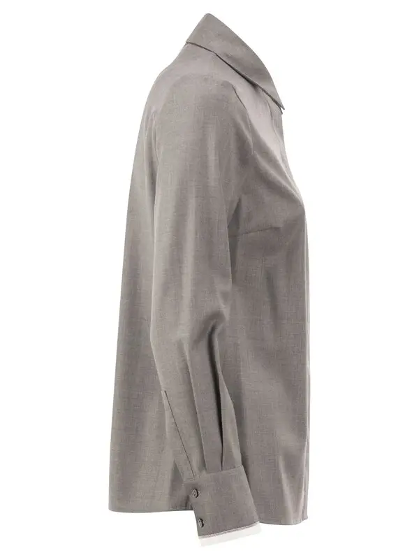 Peserico Stretch Virgin Wool And Viscose Shirt - Gray