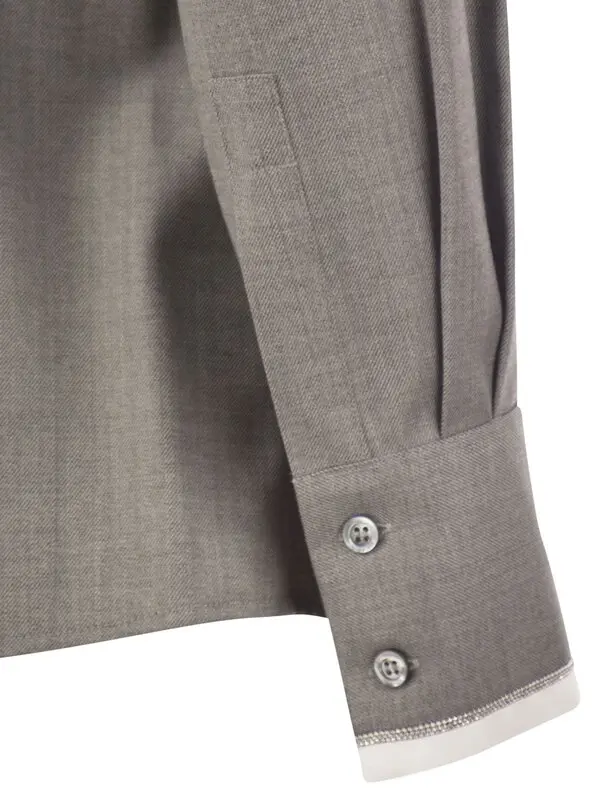Peserico Stretch Virgin Wool And Viscose Shirt - Gray