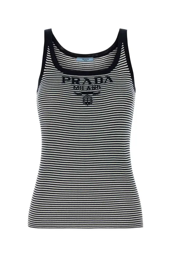 Prada Embroidered Silk Tank Top