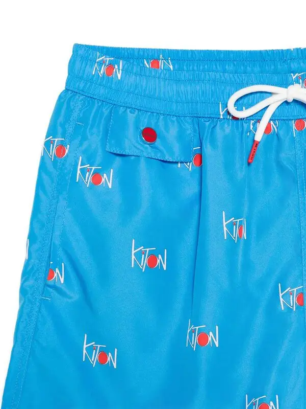 Kiton Swim Shorts With Logo Print - Multicolor