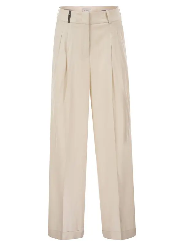 Peserico Tailored Virgin Wool Stretch Trousers With Front Pleats - Multicolor