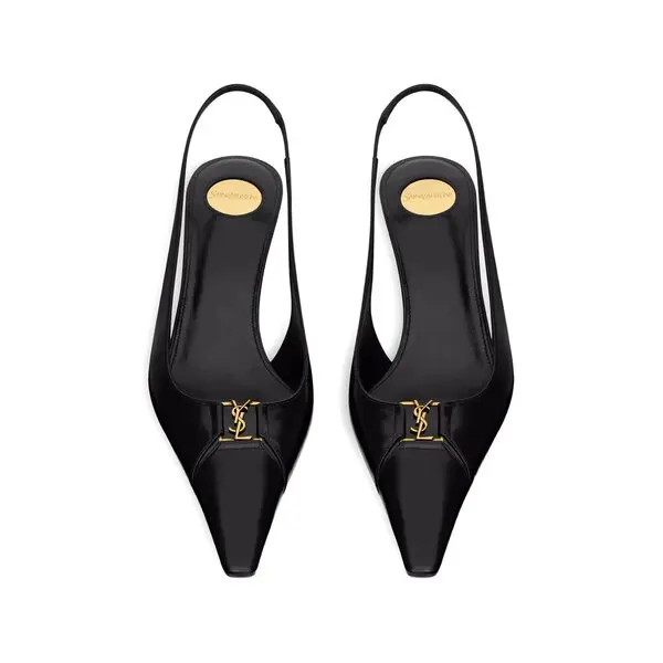 Saint Laurent Leather Slingback Pumps - Black