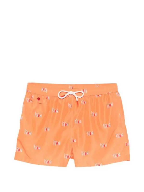 Kiton Swim Trunks With Drawstring And Logo - Multicolor