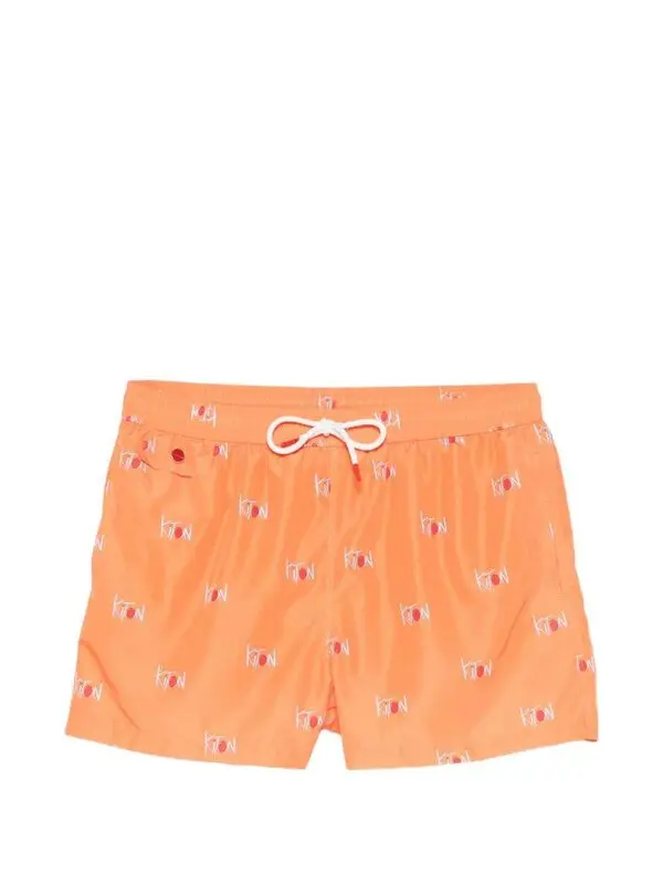 Kiton Swim Trunks With Drawstring And Logo - Multicolor