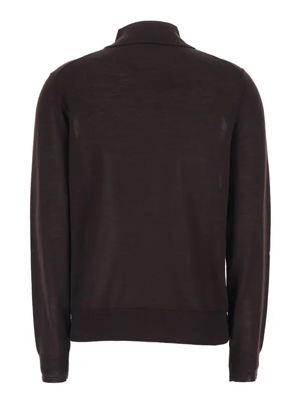 P.a.r.o.s.h Brown Polo Collar Sweater With Front Button Closure In Wool Blend For
