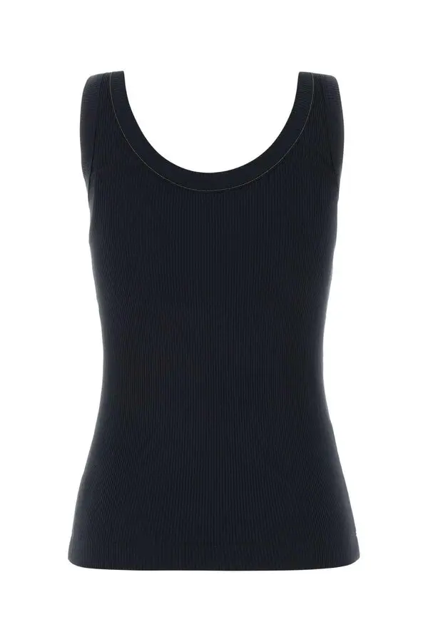 Brunello Cucinelli Stretch Cotton Tank Top - Blue