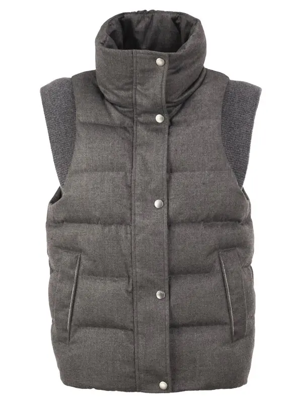 Peserico Padded High-neck Gilet With Lurex Knit Details - Multicolor