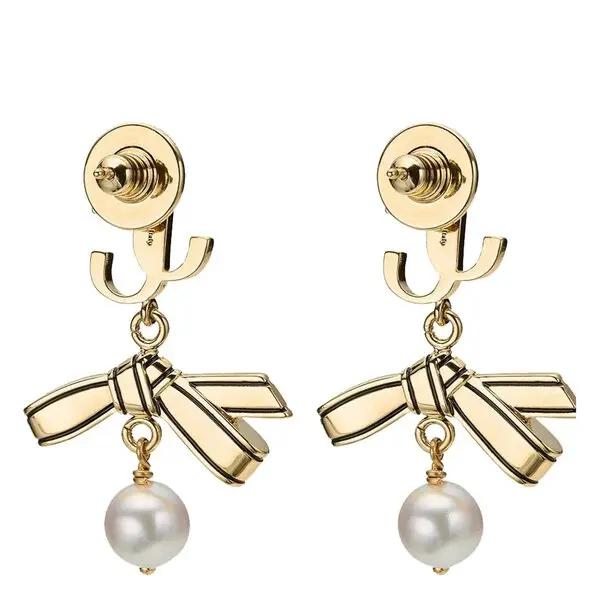 JIMMY CHOO Ribbon Pearl Earrings - Gold