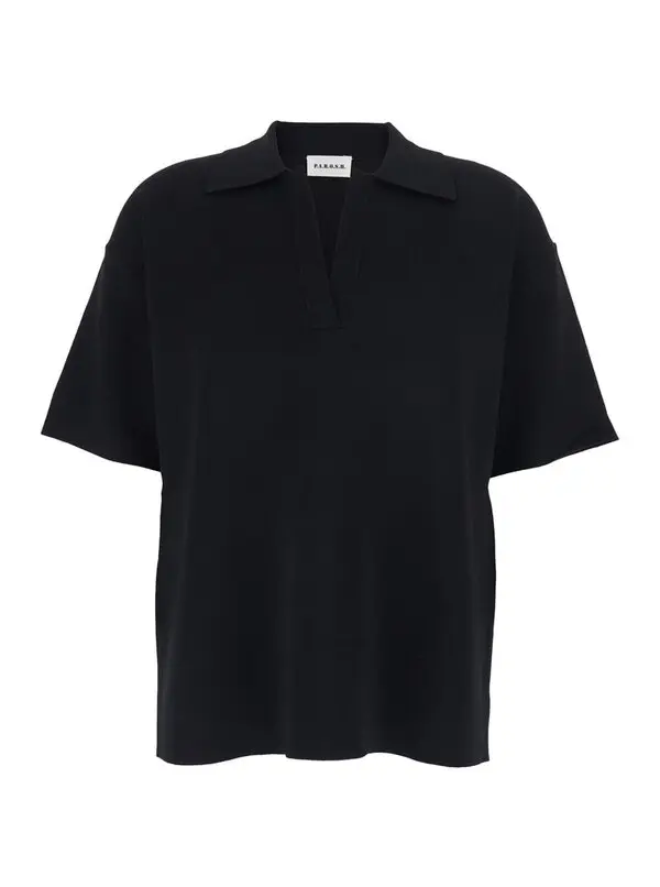 P.a.r.o.s.h Polo With Dropped Shoulders And V-neck In Black Viscose Blend For - Multicolor