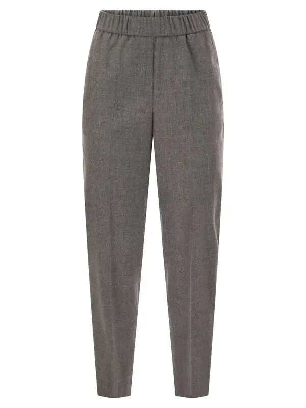 Peserico Virgin Wool And Cashmere Tapered Trousers - Gray