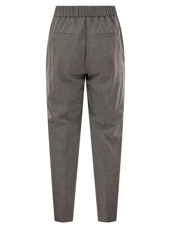 Peserico Virgin Wool And Cashmere Tapered Trousers - Gray