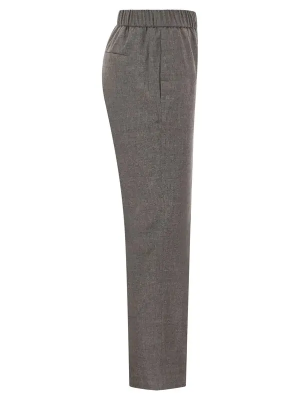 Peserico Virgin Wool And Cashmere Tapered Trousers - Gray