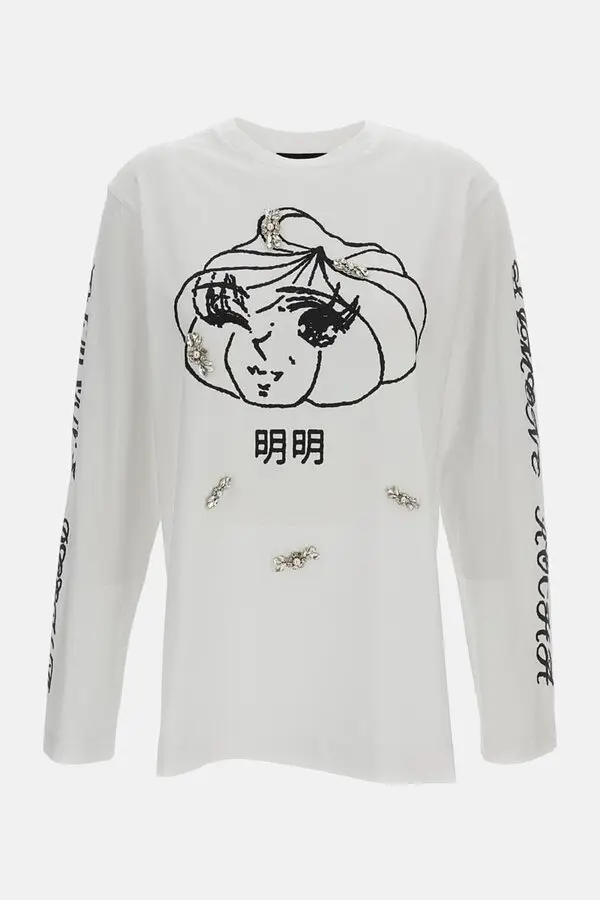 Simone Rocha Dim Sum Logo Print Long Sleeve T-shirt - Multicolor