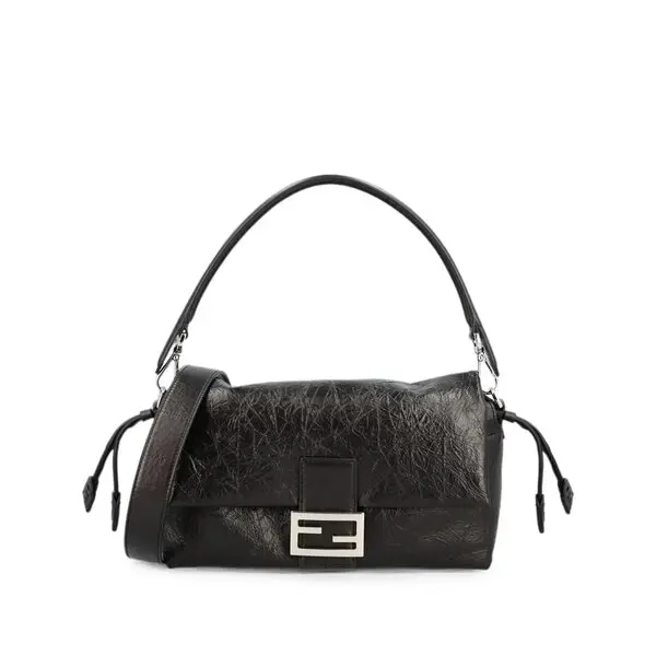 Fendi Calfskin Medium Baguette Soft Tote Bag - Black