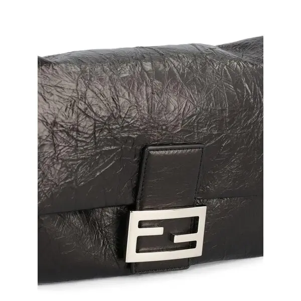 Fendi Calfskin Medium Baguette Soft Tote Bag - Black
