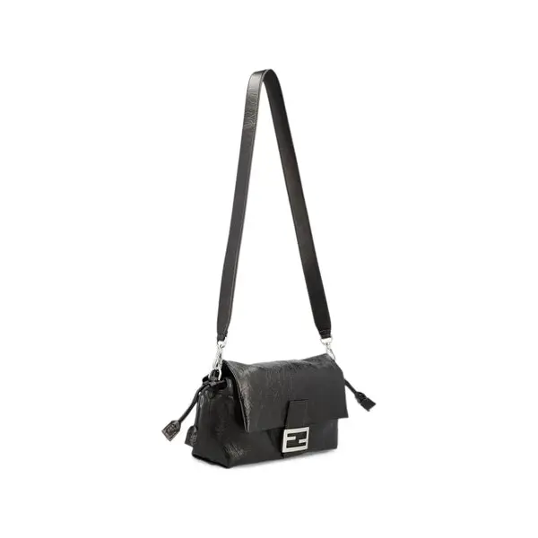 Fendi Calfskin Medium Baguette Soft Tote Bag - Black