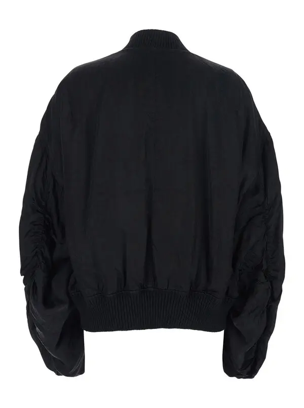 Rick Owens Bomber Jacket 'secchia Flight' With Ruched Sleeves In Black For - Multicolor