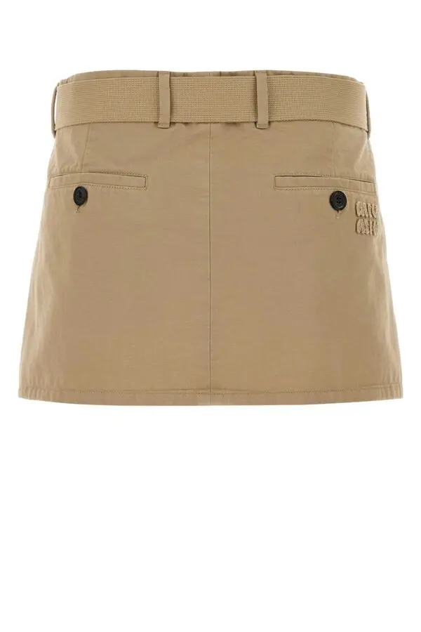 Miu Miu Beige Gabardine Mini Skirt