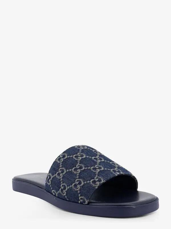 Gucci Denim Sandals With Gg Motif