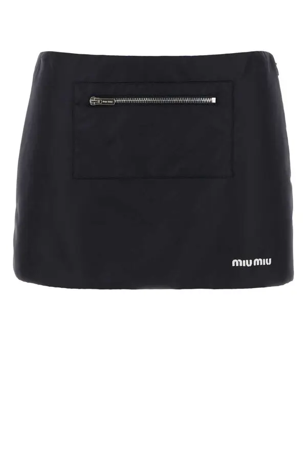 Miu Miu Navy Nylon Mini Skirt