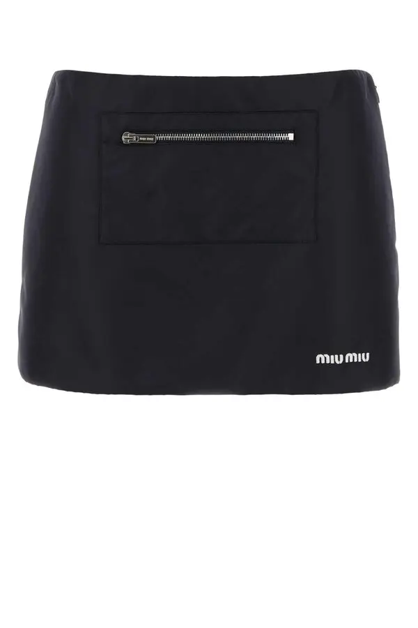 Miu Miu Navy Nylon Mini Skirt - Blue