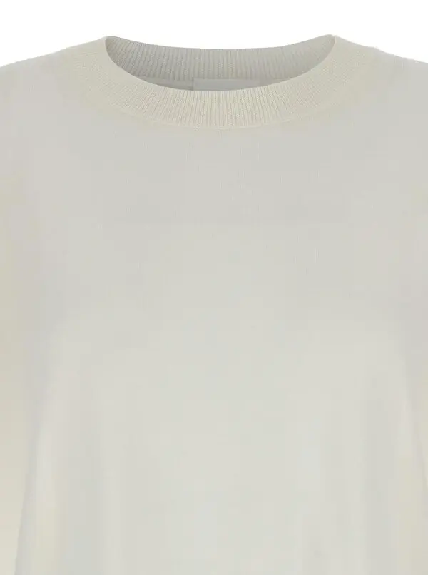 P.a.r.o.s.h Long-sleeved Crewneck Sweater In Wool And Silk Blend - White