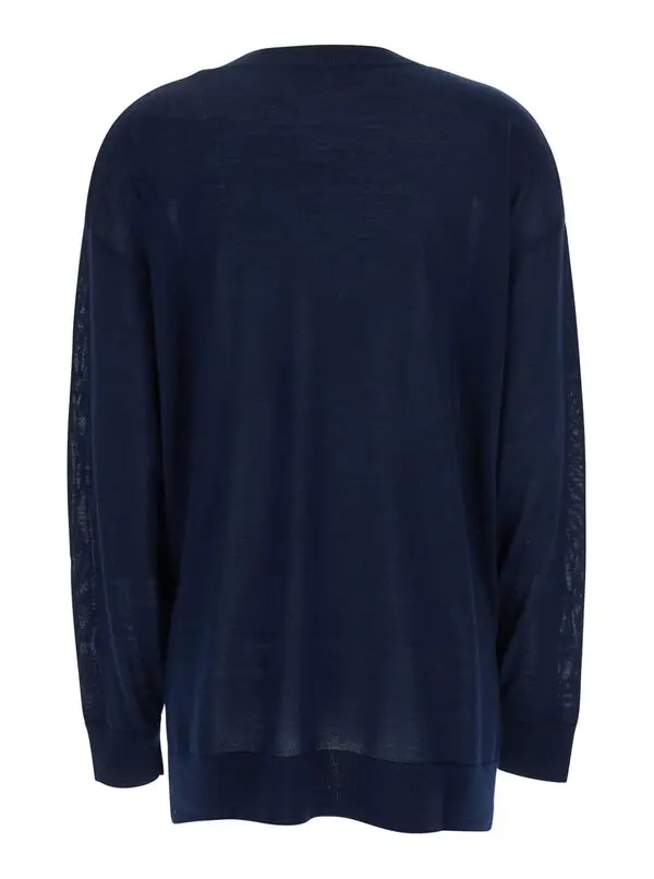 P.a.r.o.s.h Blue Long-sleeved Crewneck Sweater In Wool And Silk Blend - Multicolor
