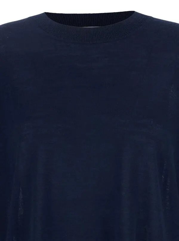 P.a.r.o.s.h Blue Long-sleeved Crewneck Sweater In Wool And Silk Blend - Multicolor