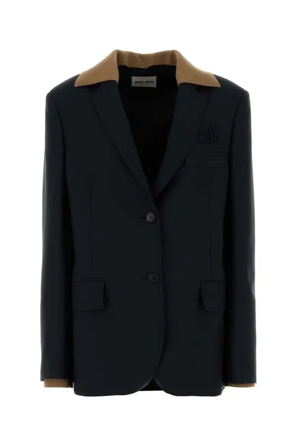 Miu Miu Midnight Mohair Blend Oversize Blazer
