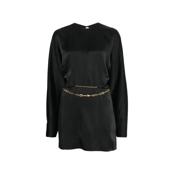 Saint Laurent Chain-link Detailed Open Back Dress - Black