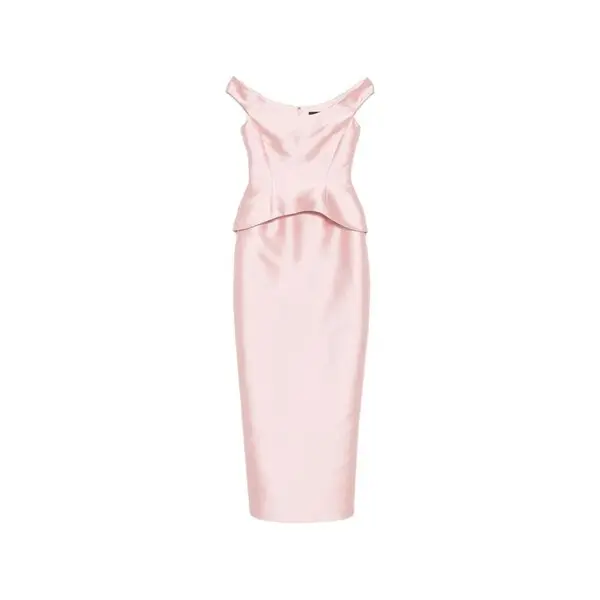 Solace London Off-shoulder Peplum Evening Dress - Pink