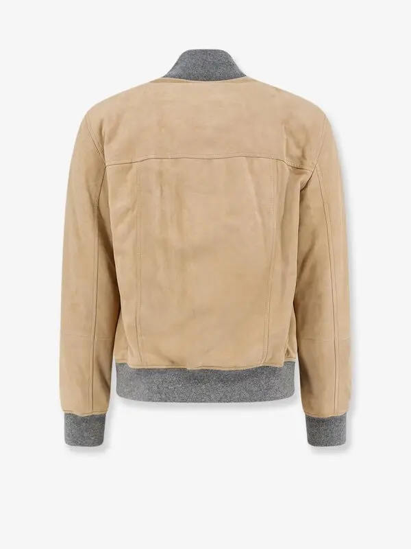 Brunello Cucinelli Padded Suede Jacket - Cream
