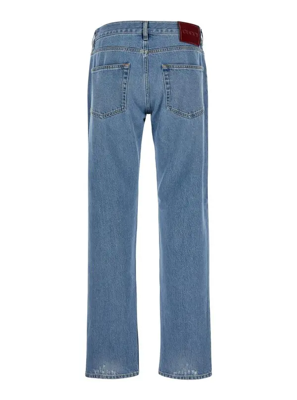 Gucci Light Blue Blue Jeans With Rossa Ancora Patch In Blue Washed Denim - Multicolor