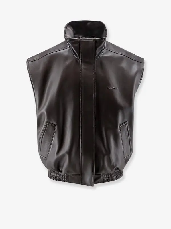 Balenciaga Oversized Leather Sleeveless Jacket - Multicolor