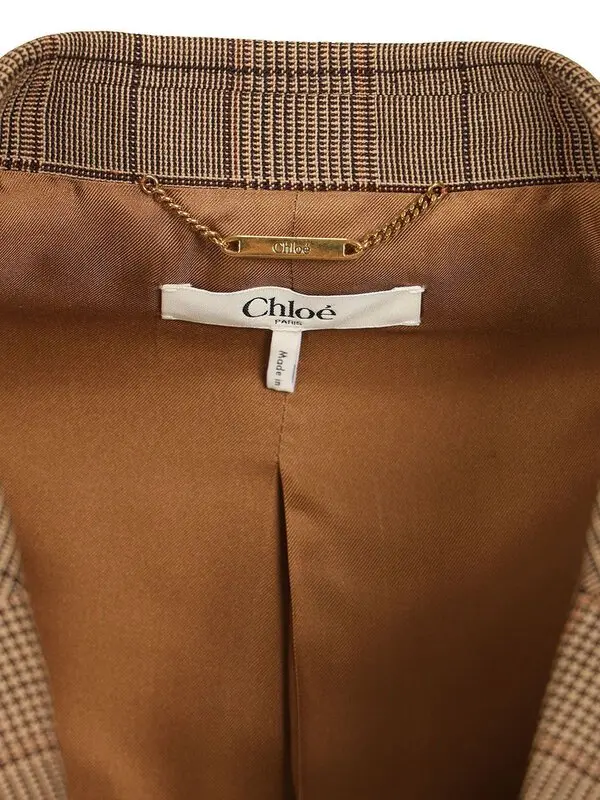 Chloé Tailored Double-breasted Checked Wool Jacket