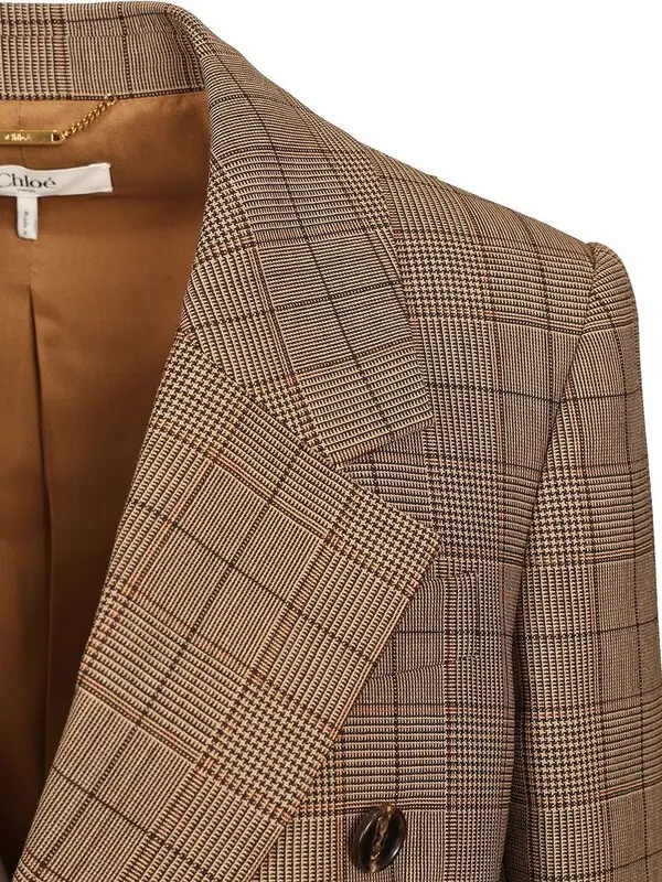 Chloé Tailored Double-breasted Checked Wool Jacket