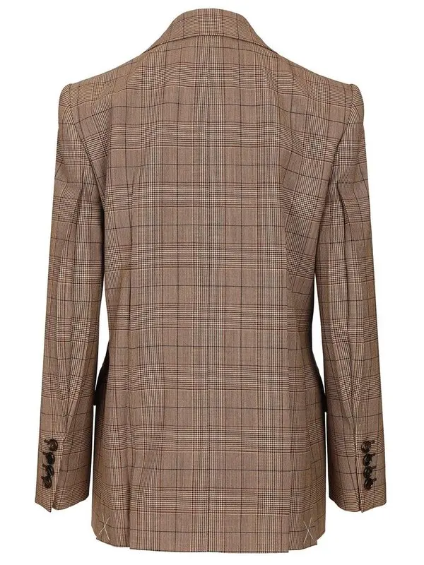Chloé Tailored Double-breasted Checked Wool Jacket - Brown