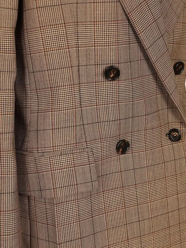 Chloé Tailored Double-breasted Checked Wool Jacket - Brown