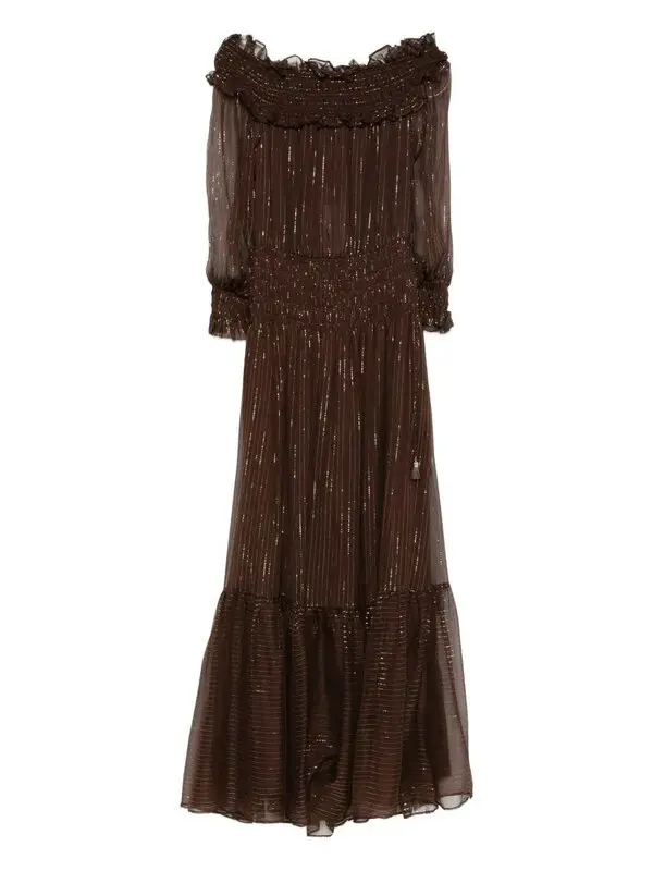 SELF-PORTRAIT Long Dress - Brown