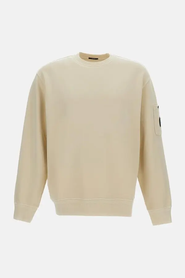 C.P. COMPANY Cotton Diagonal Fleece Crewneck Lens Sweatshirt - Multicolor
