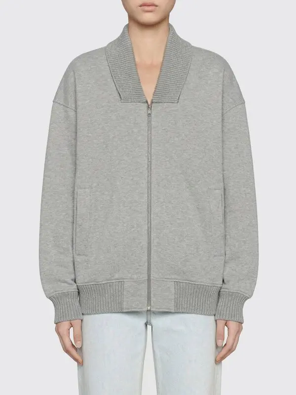 Gucci Cotton Blend Zip Bomber Sweatshirt - Gray