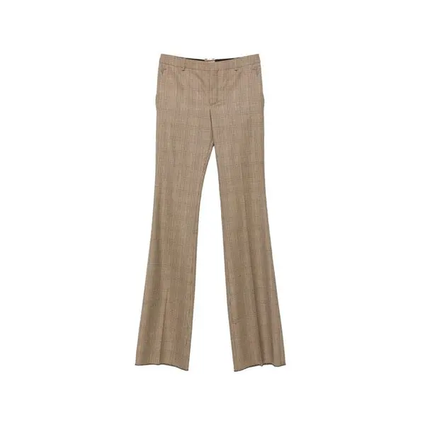 Saint Laurent Prince Of Wales Check Flared Trousers - Brown