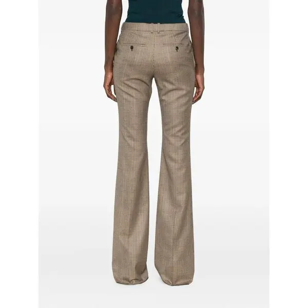 Saint Laurent Prince Of Wales Check Flared Trousers - Brown