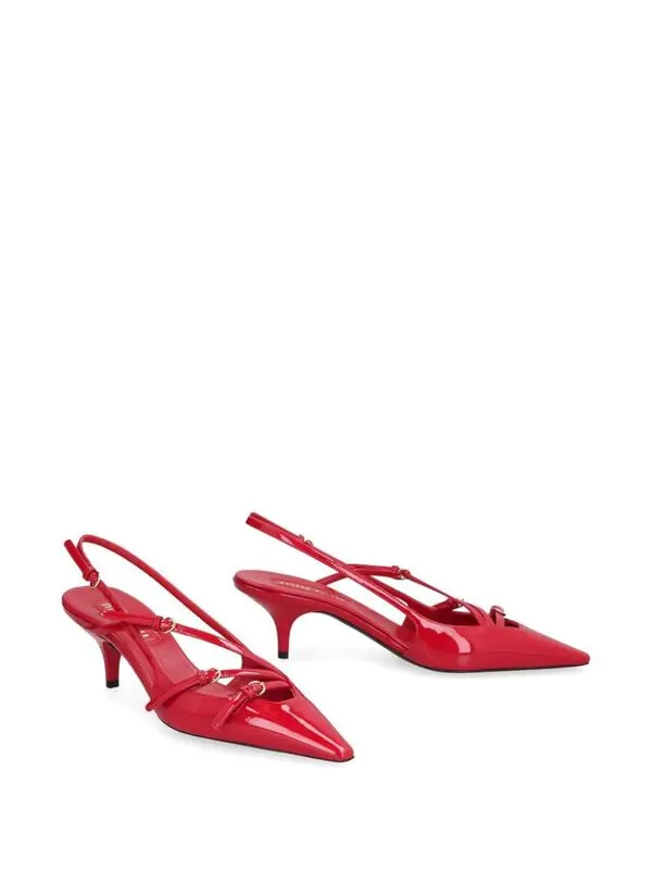 Miu Miu Patent Leather Slingbacks With Buckles - Red
