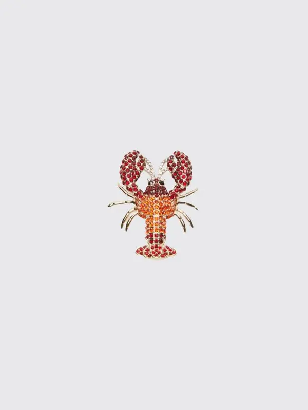 Max Mara Metal Brooch With Rhinestones - Red