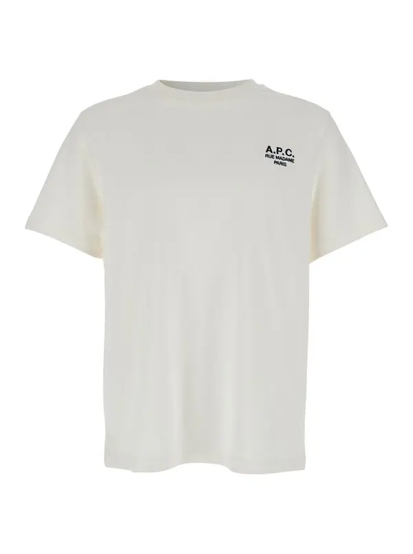 A.p.c. T-shirt With Embroidered Logo On The Front In Cotton - White