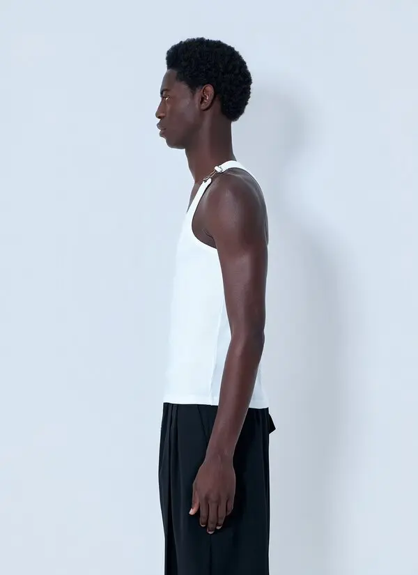 JEAN PAUL GAULTIER Ribbed Tank Top With Metallic Hardware - White
