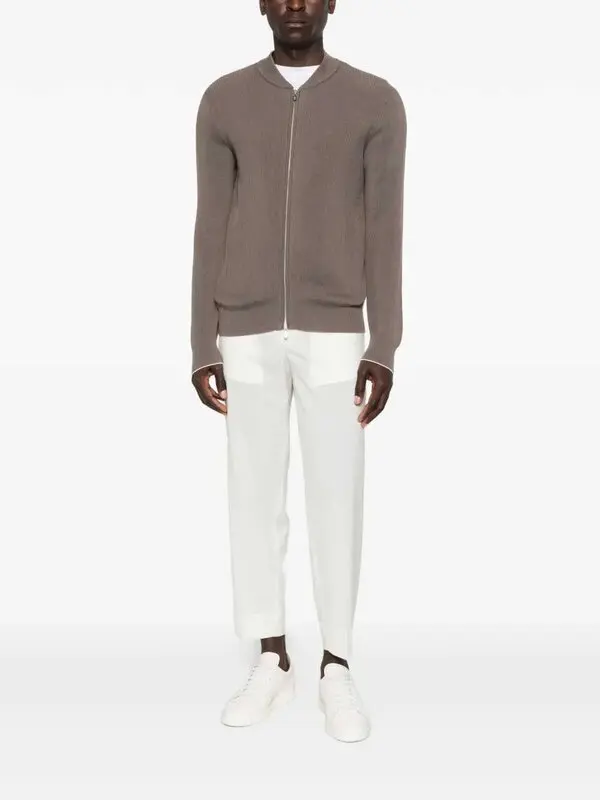 Brunello Cucinelli Ribbed Cardigan With Zip Closure