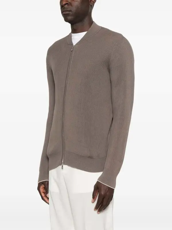 Brunello Cucinelli Ribbed Cardigan With Zip Closure